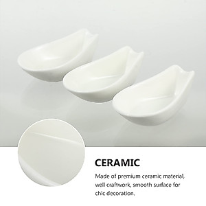 Luxshiny Cooking Spoons Holder 4 Pcs Spoon Rest Towel Rack Pot Cover Ceramics White Ceramic Spoon Rack