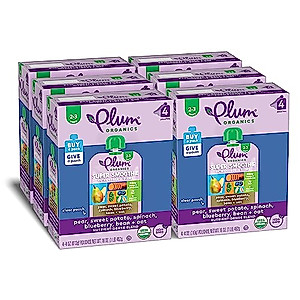 Plum Organics | Super Smoothie | Organic Baby Food Meals | Pear, Sweet Potato, Spinach, Blueberry, Beans & Oats | 4 Ounce Pouch (24 Total Pouches) Packaging May Vary