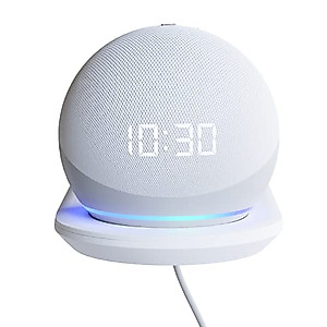 All-new Echo Dot (5th Gen, 2022 release) with clock Bundle. Includes Echo Dot (5th Gen, 2022 release) with clock | Glacier White & the Made For Amazon Wall Mount | White