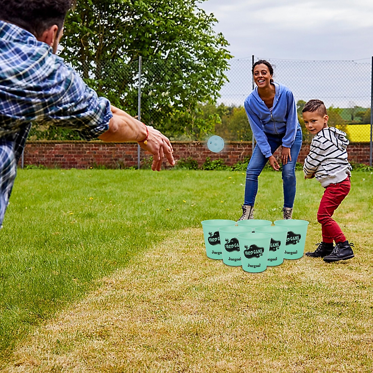 Juegoal Outdoor Toss Game Glow in Dark with Noctilucent 12 Buckets & 6 Balls, Throwing Game for Beach, Camping, Lawn and Backyard
