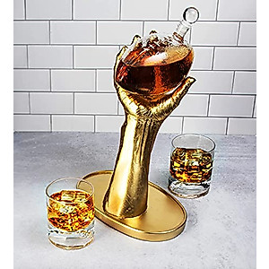 Football Decanter with 2 Football Whiskey & Wine Glasses - Perfect For Superbowl, Father's day Gift , Gift for Husband - Made for Liquor, Scotch, Whiskey and Bourbon 750ml, Rugby Gifts