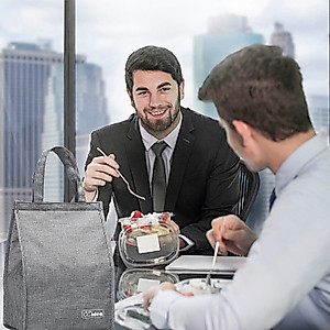 CCidea Lunch Bag for Women Men,Simple Insulated Lunch Box,Reusable Lunch Boxes for Office Work Travel(Grey with Velcro)