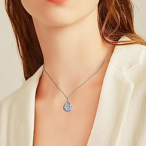 SecreTalk 1-5CT Moissanite Pendant Necklace for Women, Wedding Gift 18K White Gold Plated Silver Diamond Necklace for Wife Mother Her (2CT)