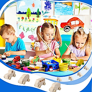 Chivao 12 Pcs Wood DIY Car Toys, Unfinished Wooden Cars, Paintable Wood Toys, Wooden Crafts for Students Home Activities Craft Projects Easy Woodworking(Cute Style)
