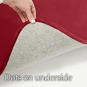 lalaLOOM Thick Memory Foam Bath Rugs, Soft Velvet is Absorbent, Bathroom Mats, Durable Dots on Underside, Machine Washable Bathmat, Carpet Rug, Plush Room Décor for Shower Floor, 24x17, Wine