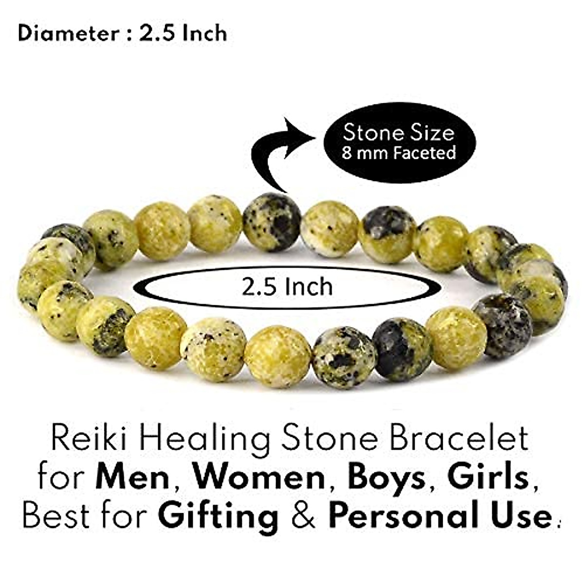 Aleafa Armlet Presents Natural Serpentine Bracelet Crystal Stone 8 Mm Diamond Cut Bead Bracelet for Reiki and Crystal Stones (Color : Green) #Aport-4513