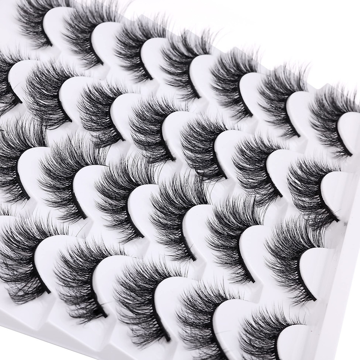 Newcally False Eyelashes Wispy Natural Cat Eye Lashes Faux Mink Lashes Fake Eyelashes Soft 3D Medium Length Light Volume 14 Pairs Pack