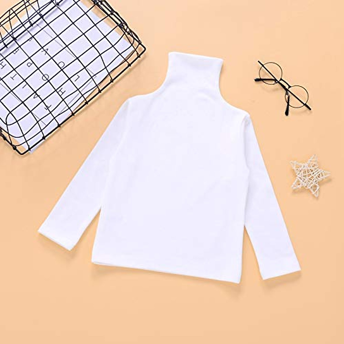 Baby Little Girls Long Sleeve Shirts Turtleneck T-Shirt Tops Basic Solid Color Blouse Outfit for Toddler Kids Girl (White, 2-3 Years)