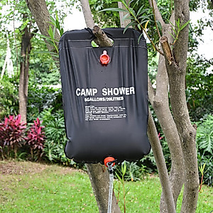 DkOvn 1/2/4 Pack Solar Shower Bag, 5 Gallons/20L Camping Shower Bag, Portable Shower Bag with Removable Hose and On-Off Switchable Shower Head for Camping Beach Swimming Outdoor Traveling(2 Pack)