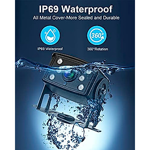 AHD 1080P RV Back Up Camera Systems for Truck, 7" IPS Monitor Vehicle Backup Cameras, IP69 Waterproof Rear View Camera IR Night Vision, Wire Reserve Camera for Van/Car/RV/Trailer/Camper