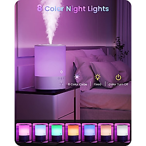 Cool Mist Humidifiers for Bedroom Large Room, Esemoil 2.5L Smart WiFi Baby Air Humidifier with Top-Fill & 28dB Quiet, 24H Ultrasonic Diffuser for Plants, 8 Color Light, Voice Control, Works with Alexa