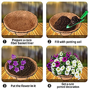 Halatool 4 PCS 14 Inch Round Coco Liners Hanging Basket 100% Natural Replacement Coconut Fiber Liner for Garden Flower Pot Vegetables Herbs