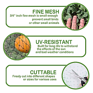 VOCRAY Bird Netting for Garden, 7 x 100ft Green Garden Netting for Protect Plants, Fruit Trees, Vegetables Against Birds, Deer and Other Animals