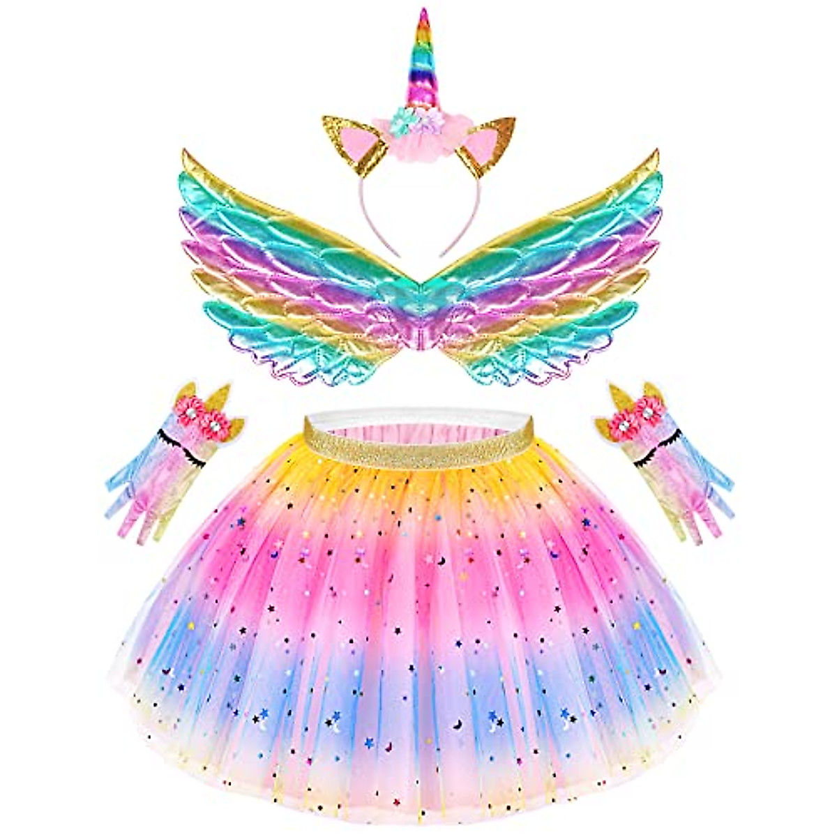 STOPKLAS Little Girls Dress Up Costume Set, Fairy and Mermaid Princess Dress up Trunk with Accessories 19pcs Girls Pretend Play Costume for Girls 3-6
