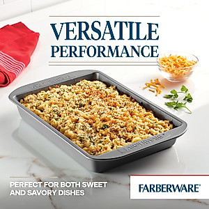 Farberware Nonstick Bakeware Baking Pan With Lid / Nonstick Cake Pan With Lid, Rectangle - 9 Inch x 13 Inch, Gray