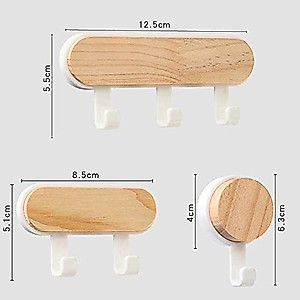 WEISHA Wall Hook 1PC Wall Mounted Self Adhesive Hook Decor Wall Wood Hooks Coat Bag Hanger Organizer Hook Home Kitchen Storage Rack(3 Hooks,Blue)