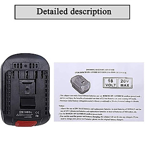 DM18BSL Battery Converter Adapter for Milwakee 18V M18 for Dewalt 20V DCB200 Li-ion Battery Used to for Bosch 18V BAT618 Lithium Battery