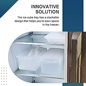 Ice Cube Bin Bucket Trays - Ice Holder, Container, Storage for Freezer, Refrigerator with Scoop, Lids