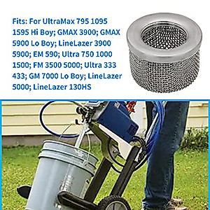 Homhelar 181072 or 181-072 Inlet Strainer Screen Filter with 1" NPT Thread Stainless Steel for UltraMax 795 1095 1595 GMAX 3900 5900 Ultra 750 1000 1500 Airless Paint Sprayer Suction Hose
