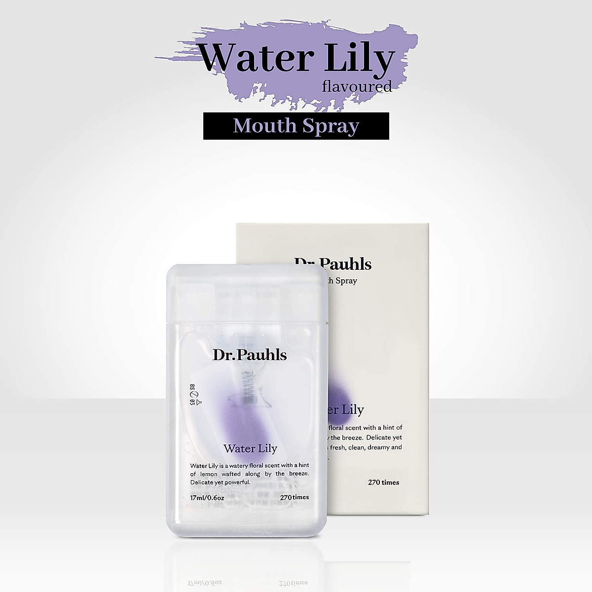 Dr. Pauhl’s Moisturizing and Refreshing Breath Spray With Natural Ingredients- Reduce Dry Mouth Symptoms and Gives Instant Fresh Breath Warter Lily 17ml (0.6 Oz) - 270 Sprays