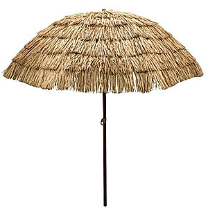 EasyGo 6.5' Thatch Patio Tiki Umbrella Tropical Palapa Raffia Tiki Hut Hawaiian Hula Beach Umbrella - BEST SELLING