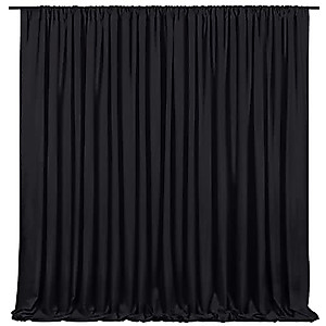 Black Backdrop Curtains 2 Panels 5ft x 10ft Polyester Photo Backdrop Drapes for Wedding Party Stage Birthday Decorations