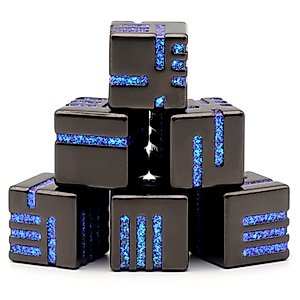 D6 Metal Dice Set, HNCCESG 6 Sided Dice 6 Pieces Solid Metal Game Dice for DND Dungeons and Dragons Role Playing Game RPG Pathfinder Shadowrun Warhammer D&D Accessories Gift (Glitter Blue)
