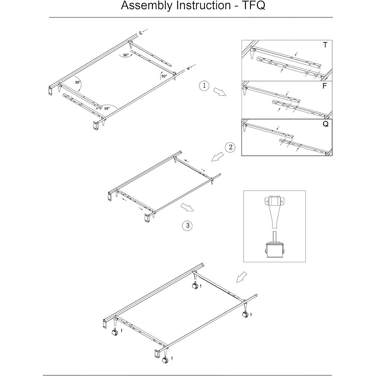Liveasy Furniture Heavy Duty Adjustable Metal Full/Twin/Queen Size Bed Frame with Rug Roller Wheels (Twin/Full/Queen)