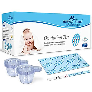 Easy@Home Ovulation Test Strips: Accurate 30 LH Ovulation Predictor Kit - Fertility Tests for Women – Powered by Premom Ovulation Tracker App | 30 LH + 30 Urine Cups