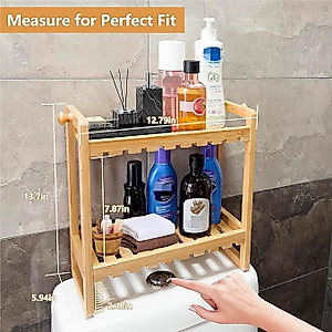 Graceware Over The Toilet Storage Shelf with Adhesive Stickers, Easy Install 2-Tier Bathroom Toilet Shelf Rack Organizer, Bamboo Small Bathroom Above Toilet Storage Rack for Space Saver