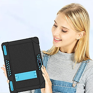 FIEWESEY for Pritom M10 Inch Case, Heavy-Duty Drop-Proof Shock-Resistant Kids Friendly Protective case for QuntiCO Y10/Voger priorpad X100/Digiland Tablet DL1036/Gateway 10.1 HD Tablet(Black/Blue)