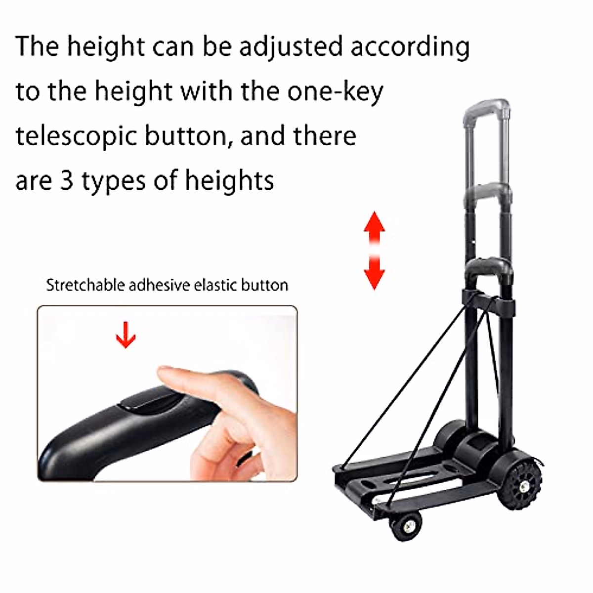 MAYQMAY Folding 4-Wheels Trolley Hand Truck Dolly 100 lbs / 45 KG Compact Luggage Cart for Travel, Moving and Office Use, Black