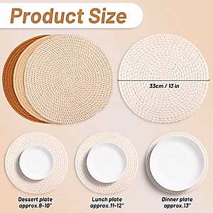 Billbotk Round Woven Placemats Set of 4, 13 Inches Kitchen Table Place Mats for Dining Table, Trivets for Hot Pots and Pans, Boho Table Setting Decor, Fall Decorations for Home