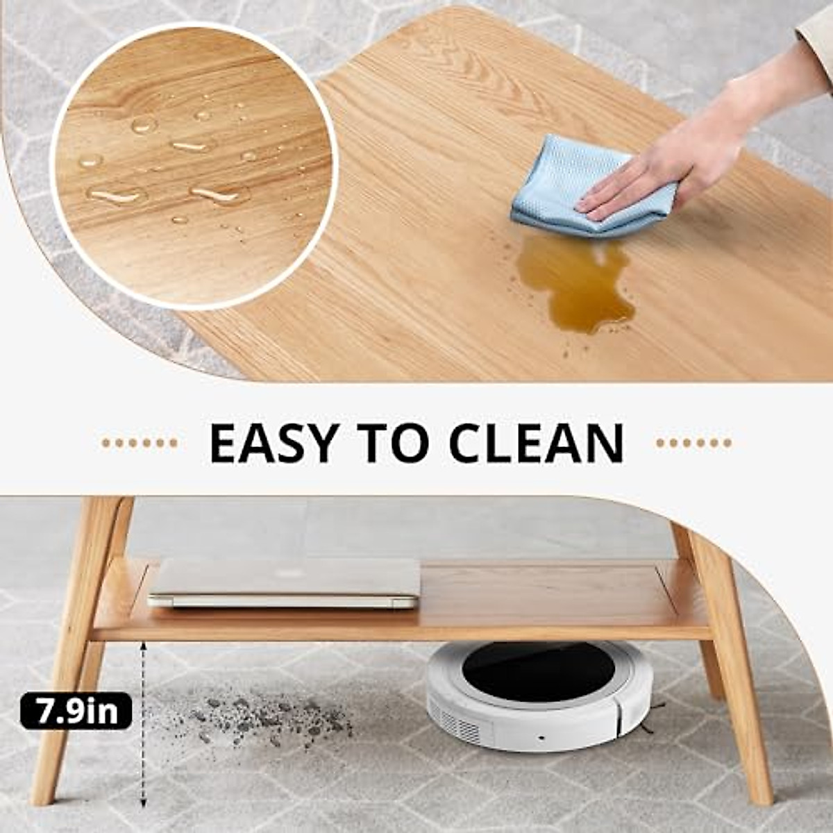 Coffee Table, High End Solid Wood Coffee Table with Storage Shelf and Open Tabletop, 2-Tier Coffee Table Rectangular Coffee Table for Living Room, Office, Easy Assembly(39.37 * 19.69 * 17.32 Inch)