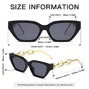 MASDUN Square Sunglasses for Women Men trendy Trendy Sunnies Black White Drive Fashion UV Protection (Black/Black)