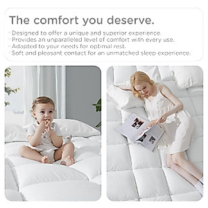 KUB Cotton Mattress Topper, Queen, Cooling Cotton Pillow Top with 8-21 Inch Deep Pocket, 3D Snow Down Alternative Fill, Breathable Fluffy Mattress Pad Cover (White, Queen 80 * 60inch)