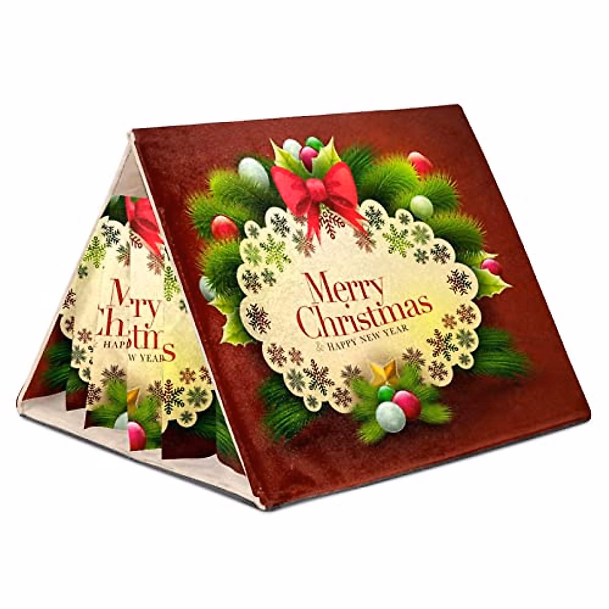 enheng Small Pet Hideout Merry Christmas with Red Background Hamster House Guinea Pig Playhouse for Dwarf Rabbits Hedgehogs Chinchillas