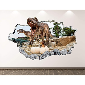 Wild Dinosaur Wall Decal Art Decor 3D Animal Sticker Mural Kids Room Vinyl Custom Gift BL44 (50"W x 30"H)