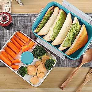 shopwithgreen 3 Pack Salad Food Storage Container To Go, 47 oz Bento Box with Removable Tray & Dressing Pots, for Lunch Salad Snacks Fruit, Food Prep Storage Containers with Lids