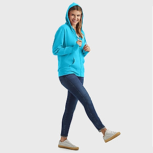 Hanes Womens Slub Knit Full-zip Hoodie, Textured Cotton Zip-up T-shirt For Fashion-hoodies, Process Blue, X-Large US