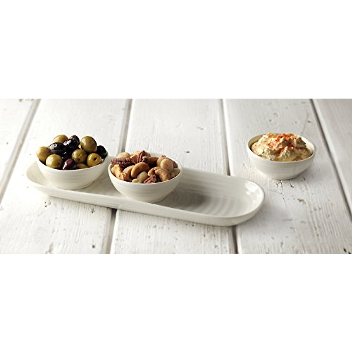 Portmeirion Sophie Conran for Bowl and Tray Set, Porcelain White, 27.5 x 10 x 3.1 cm