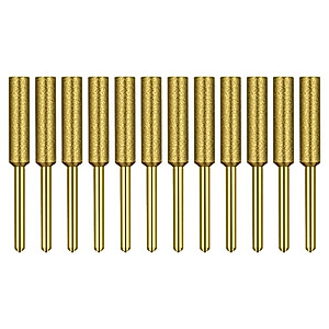 Diamond Chainsaw Sharpener Titanium Plated Burr Stone File Diamond Sharpening Wheels for Chain Saw Stone Jewerly Wood 12 Pcs 7/32 Inch