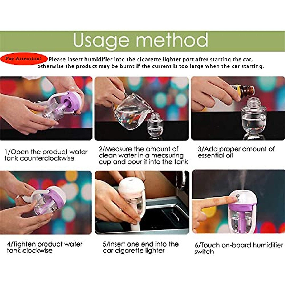 MIGHTYDUTY Car Air Humidifier Aromatherapy Essential Oil Diffuser Freshener Diffuser Blue