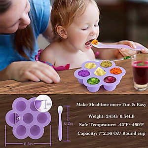 ROTTAY Silicone Egg Bites Molds and Steamer Rack Trivet with Heat Resistant Handles Fit Instant Pot Accessories, 7pcs set for 6qt & 8qt Electric Pressure Cooker With 2 Spoons and Silicone spatula