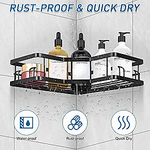 Amtiw 3 Pack Shower Storage Rack, Corner Shower Caddy with Soap Rack, No Drilling Traceless Adhesive Shower Box for Bathroom, Toilet, Kitchen, Bedroom