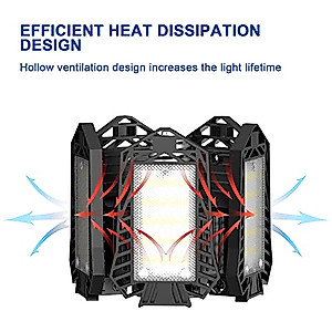 fomidao Led Garage Lights 6 Pack,160W Super Bright Garage Light,5 Adjustable Panels Deformable Garage Lights,6500K 16000LM Led Garage Ceiling Lights E26/E27 Base Led Shop Light