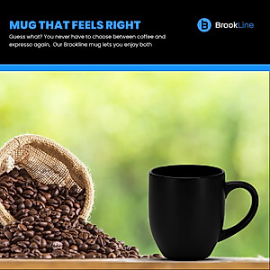 Brookline Ceramic Coffee Mug 16OZ - Tea Mug with Handle, Espresso Cups - Excellent Choice for Camping, Travel & Office - Great Gift Idea (Black, 4)