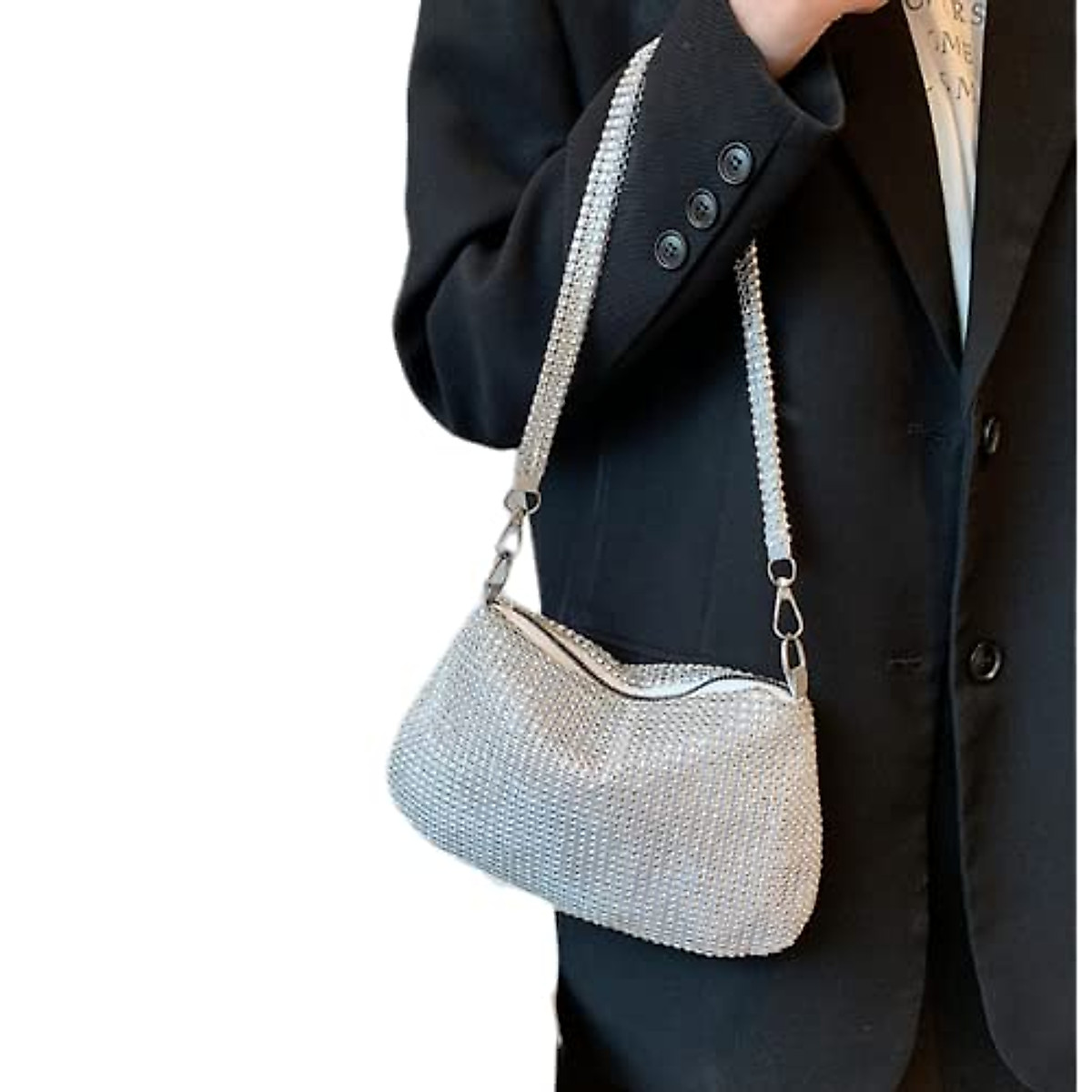 Bling Rhinestone Hobo Bag for Women Crystal Evening Handbag Underarm Bag Tote for Party Wedding