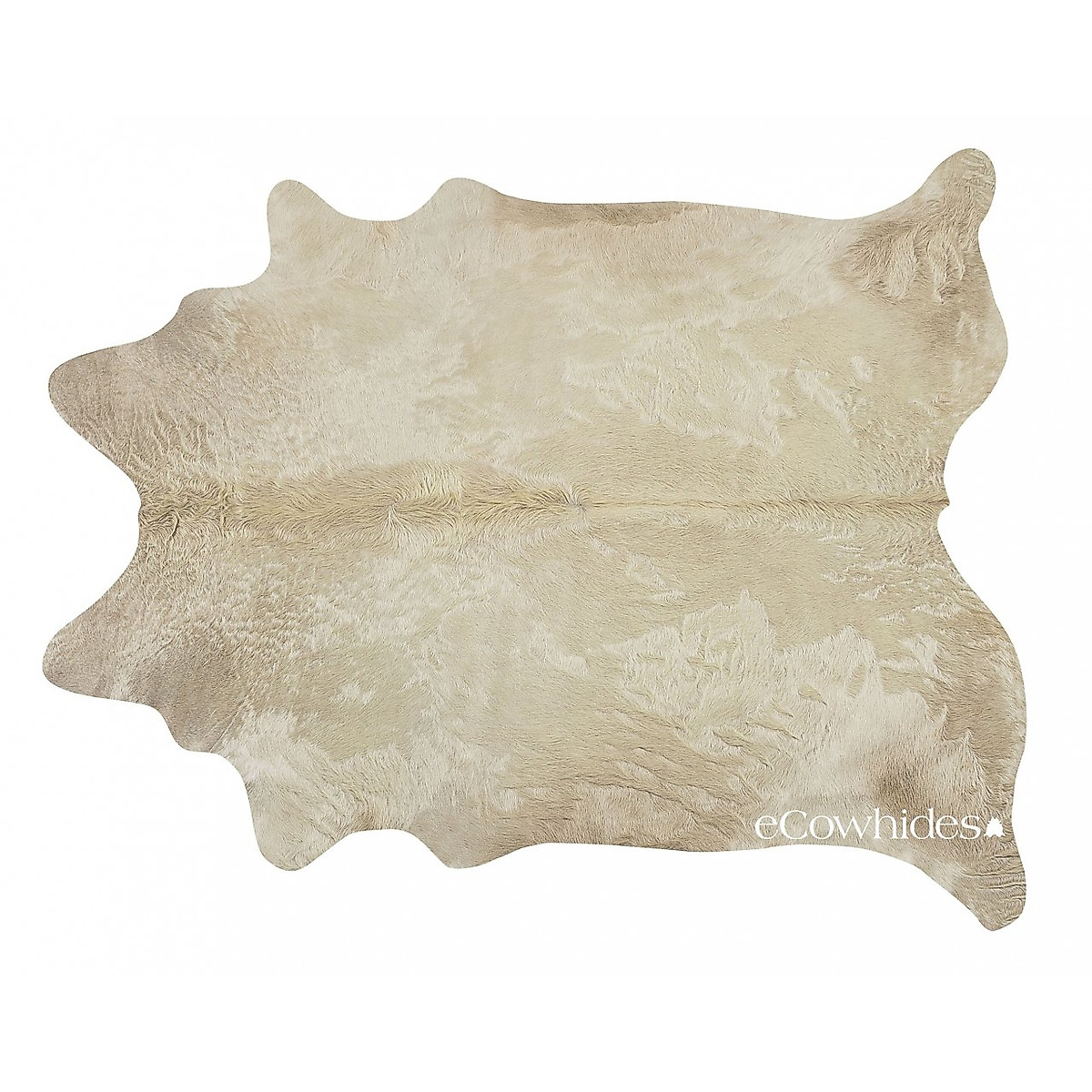 ecowhides Champagne Brazilian Cowhide Area Rug, Cowskin Leather Hide for Home Living Room (XXL) 8 x 7 ft