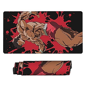Baki Anime The Grappler Mouse Pad 16x29.5in Computer Keyboard Mousepad Waterproof Desk Pad Non-Slip Office Gaming Keyboards Mouse Mat Big Game Pc Laptop